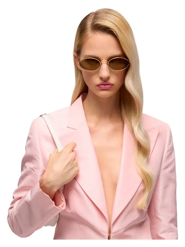 Gucci Gold-tone Metal Frame Sunglasses With Interlocking G Cut-out Detail And Grey Lenses - Oro