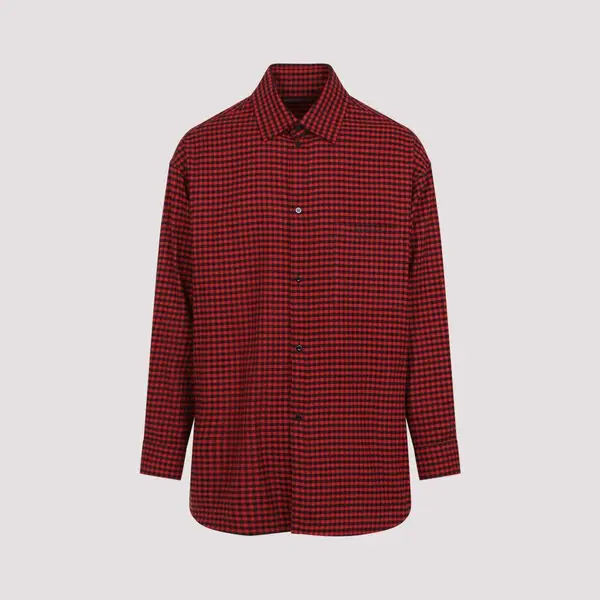 Balenciaga Cotton Flannel Overshirt - Red