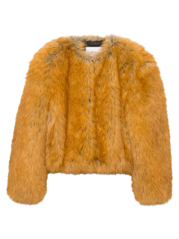 STAND STUDIO Voluminous Sleeves Crewneck With Side Pockets And Zip Closure - Marrone