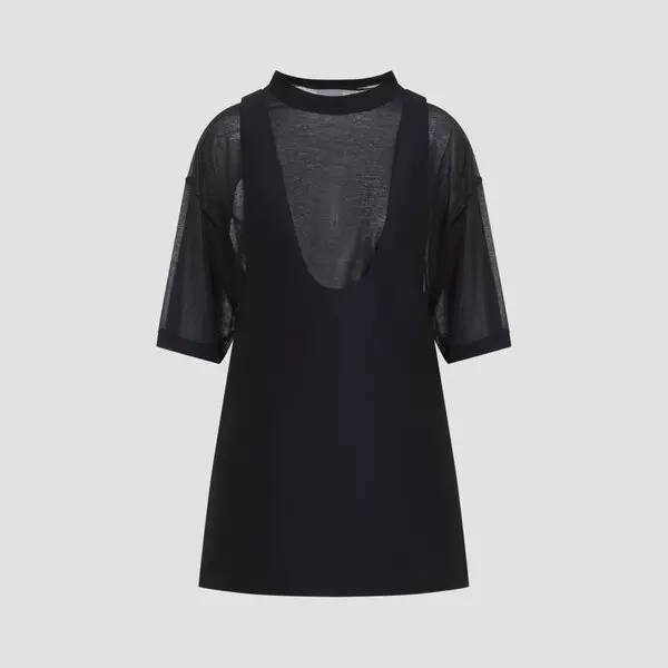 Balenciaga Wool Silk T-shirt Mini Dress For - Black