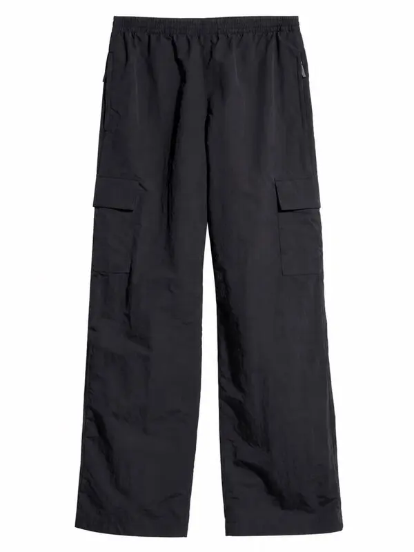 Gucci Interlocking G Embroidered Drawstring Elastic Waist Cargo Track Pants With Zip Pockets 100% Polyester - Nero