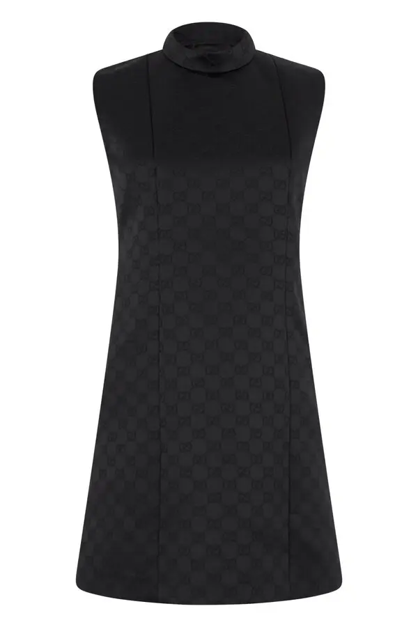 Gucci Long Dress To The Knee In Monogram Fabric