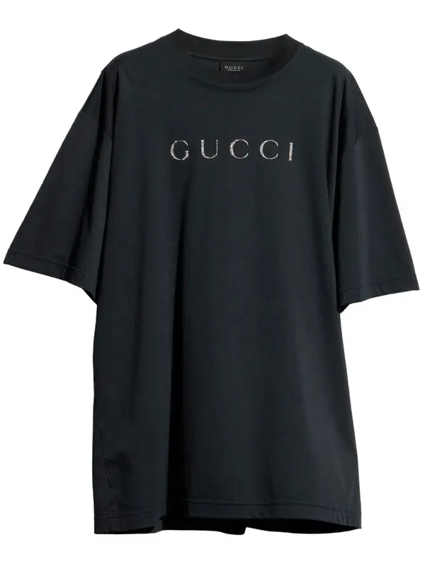Gucci Glitter Print Crewneck Mini Tee With Dropped Shoulders