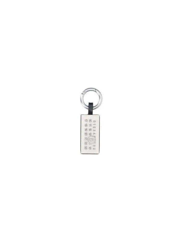 MAISON MARGIELA Mini Key Holder In Calf Leather With Zama And Brass Contrast - Black