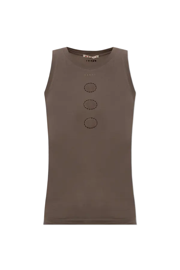 Marni Cotton Top With Crew Neckline - Brown