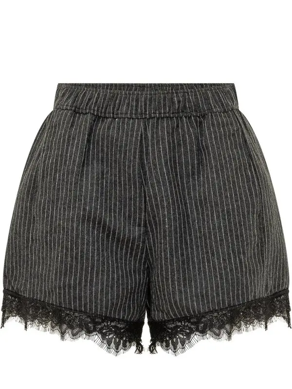GANNI Flannel Lace Shorts - Phantom