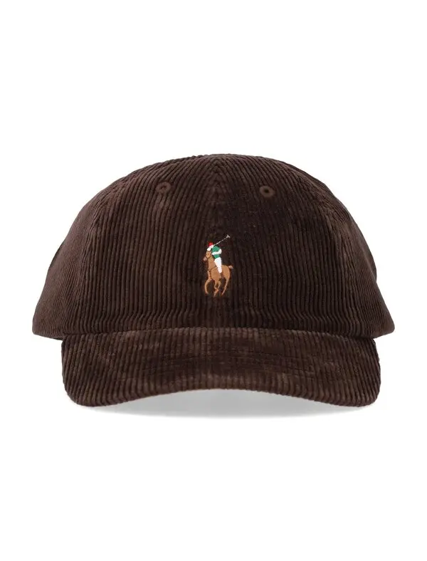 Polo Ralph Lauren Stitched Six-panel Visor With Embroidered Pony & Leather Strap - Marrone