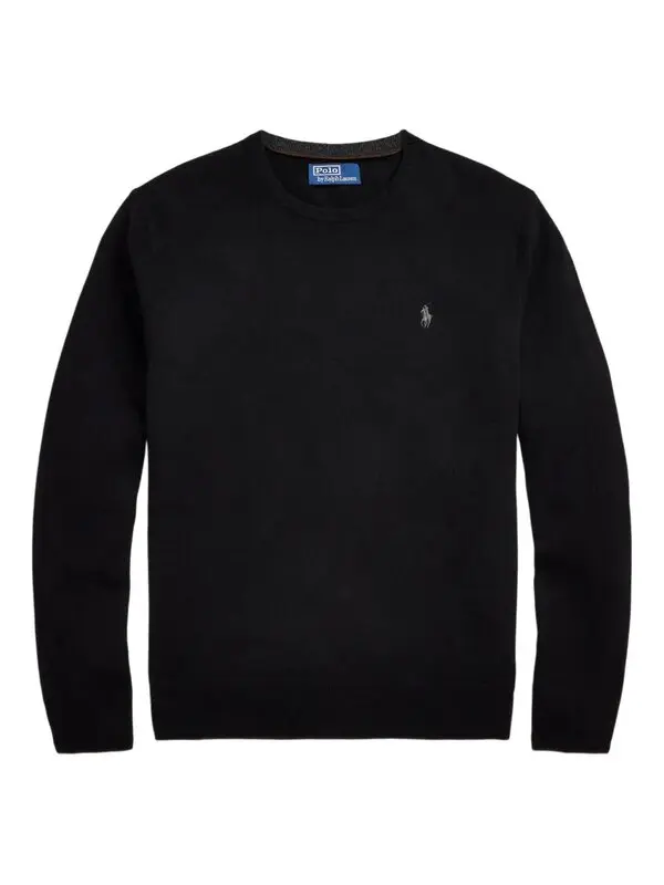 Polo Ralph Lauren Ralph Lauren Wool Crewneck Sweater With Faux-suede Piped Neck - Nero