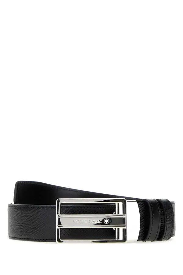 Montblanc Reversible Leather Belt With Silver-tone Hardware, 3.5 Cm