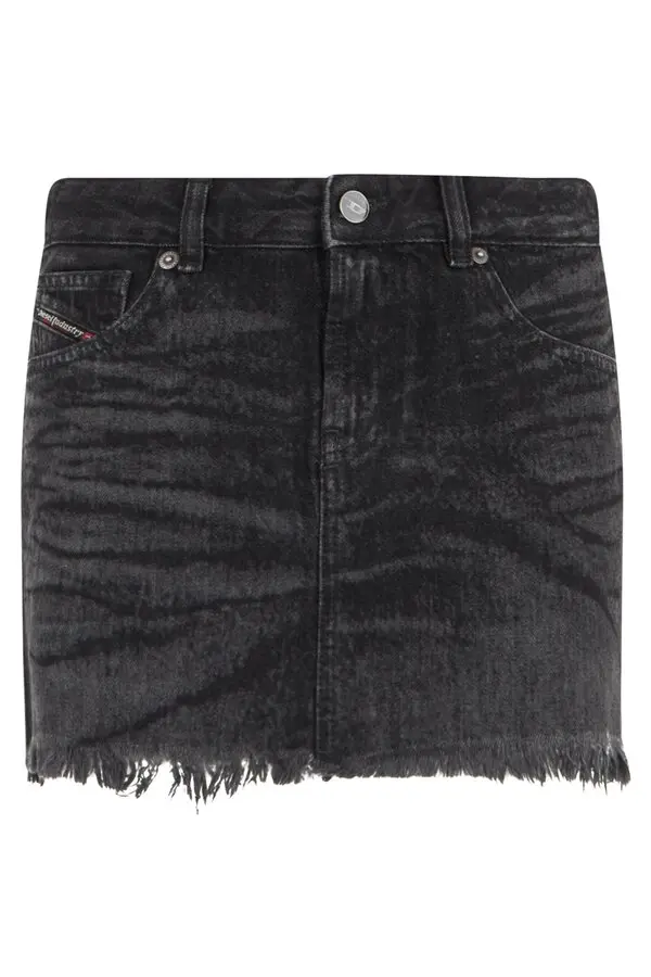 DIESEL® Denim Mini Skirt With Raw Hem
