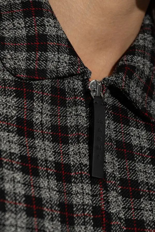 Marni Oversized Checked Jacket - Grey