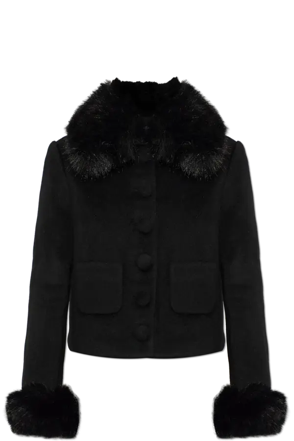SELF-PORTRAIT Wool Jacket With Faux Fur