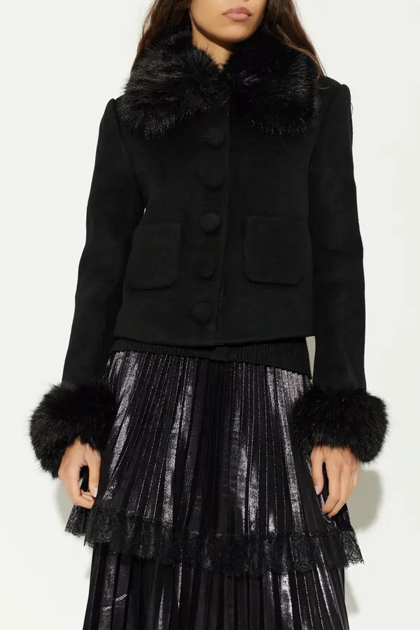 SELF-PORTRAIT Wool Jacket With Faux Fur