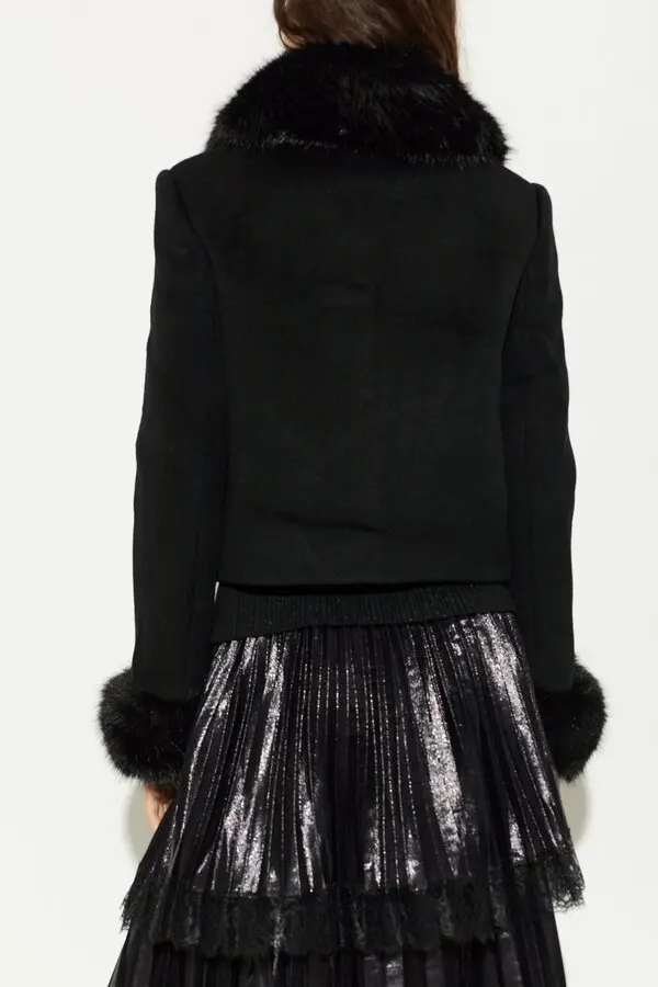 SELF-PORTRAIT Wool Jacket With Faux Fur