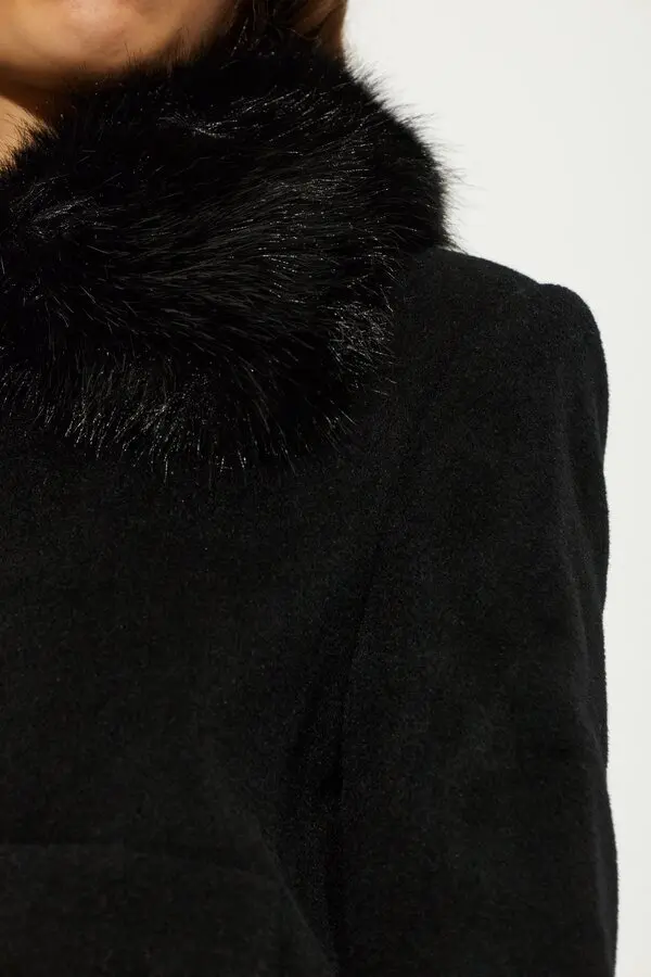 SELF-PORTRAIT Wool Jacket With Faux Fur