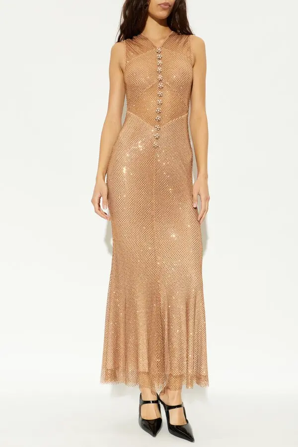 SELF-PORTRAIT Sequin Sleeveless Maxi Dress