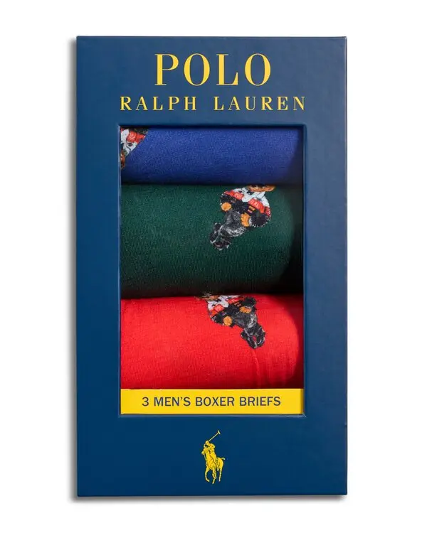 Polo Ralph Lauren Cotton Polo Bear Boxer Briefs, Pack Of 3