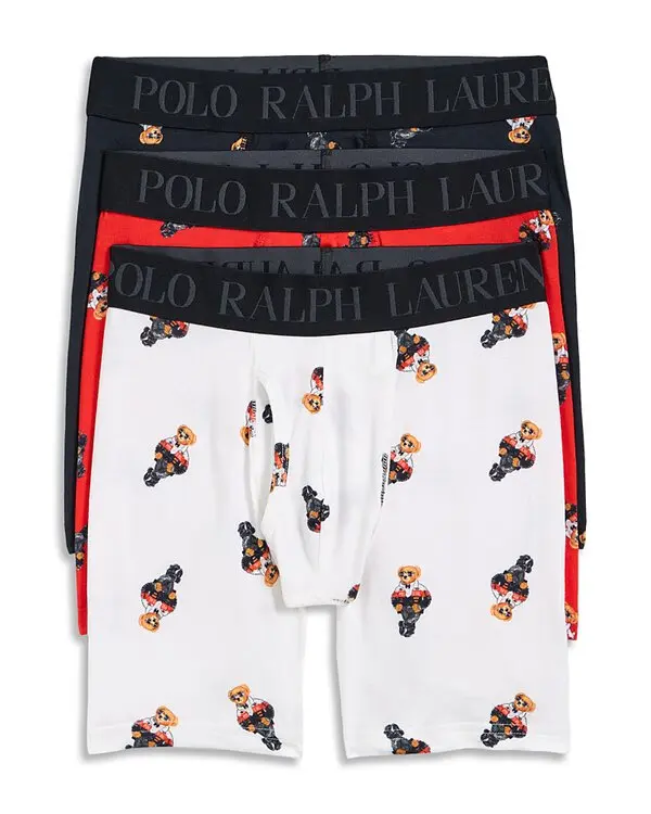Polo Ralph Lauren Cotton Polo Bear Boxer Briefs, Pack Of 3 - Multi