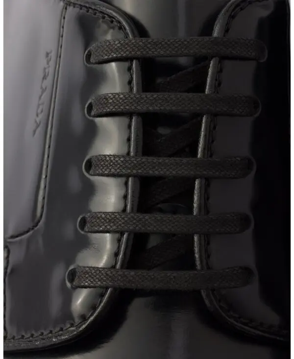Prada Chocolate Brushed Leather Derby Shoes