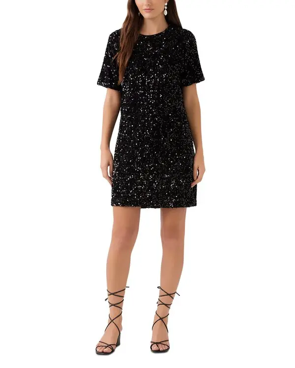 Karen Kane Velvet Sequin Short Sleeve Dress