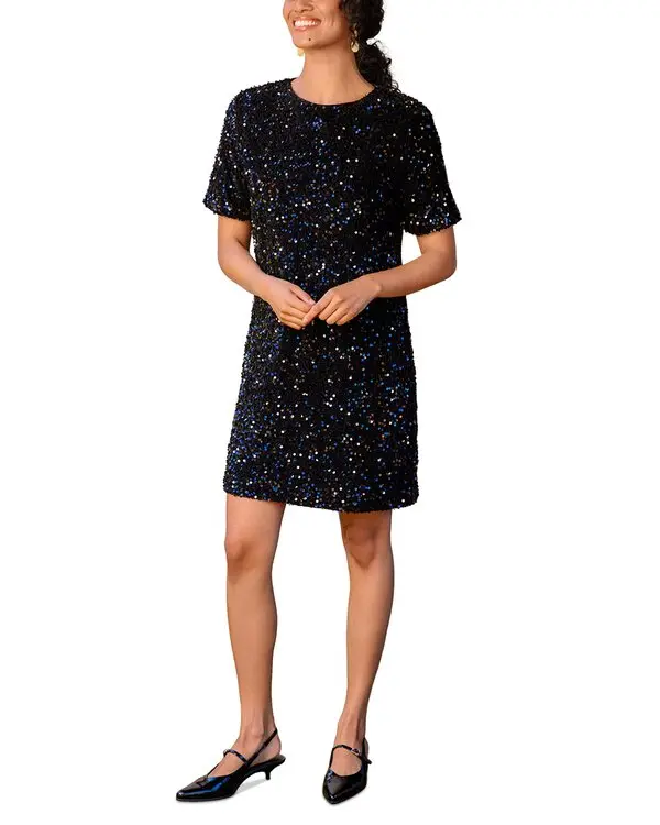 Karen Kane Velvet Sequin Short Sleeve Dress