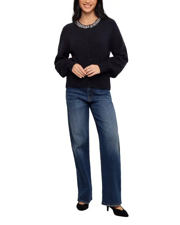 Karen Kane Embellished Crewneck Cardigan Sweater