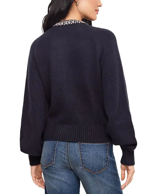 Karen Kane Embellished Crewneck Cardigan Sweater