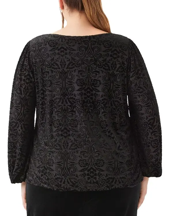 Karen Kane Velvet Burnout Boat Neck Blouson Sleeve Top