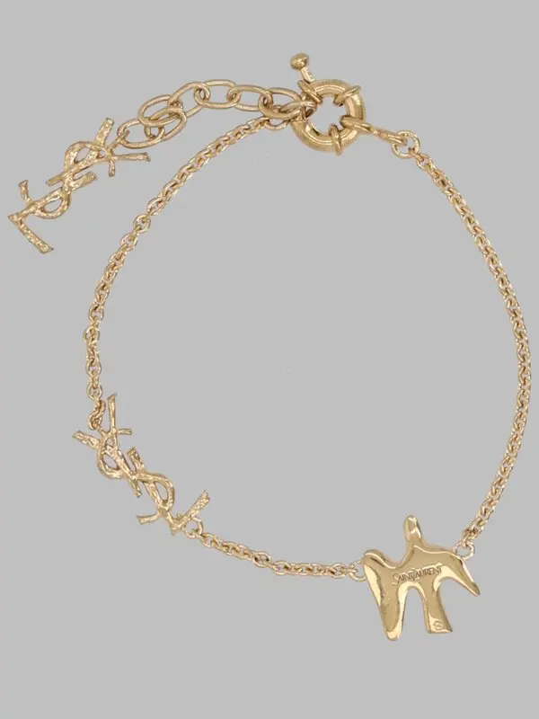 Saint Laurent Bracciale A Catena Con Cassandre E Colomba