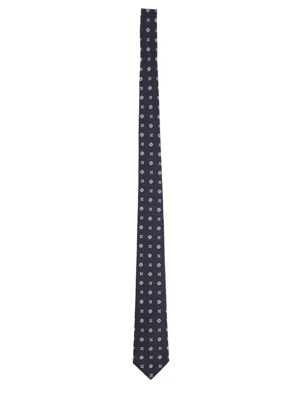 Saint Laurent Cravatta In Jacquard Di Seta - Blue