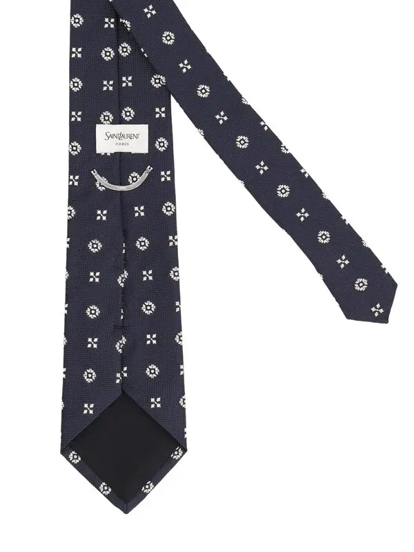 Saint Laurent Cravatta In Jacquard Di Seta - Blue