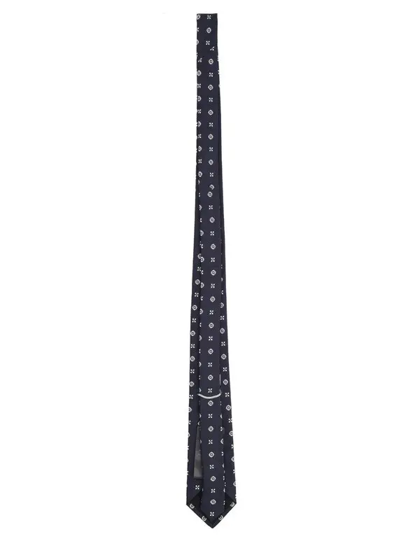 Saint Laurent Cravatta In Jacquard Di Seta - Blue