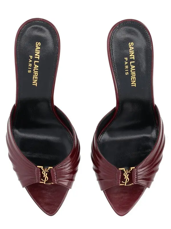 Saint Laurent Mule "babylone" In Pelle Liscia - Bordeaux