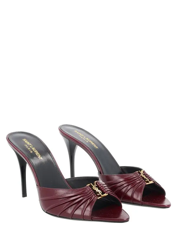 Saint Laurent Mule "babylone" In Pelle Liscia - Bordeaux