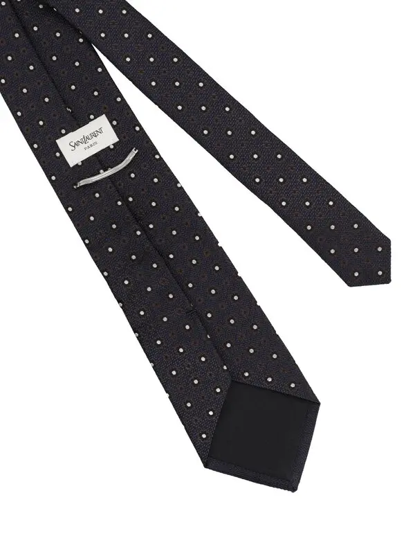 Saint Laurent Cravatta In Jacquard Di Seta - Blue