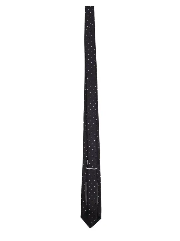 Saint Laurent Cravatta In Jacquard Di Seta - Blue