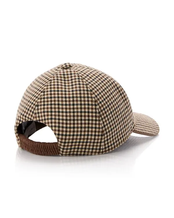 Moncler Wool Logo Patch Check Baseball Cap