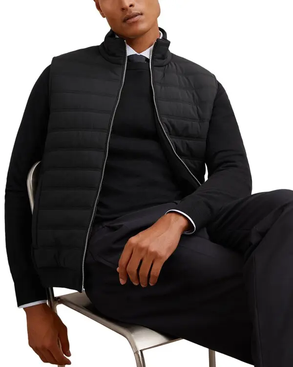 REISS Newford Stand Collar Quilted Zip Gilet