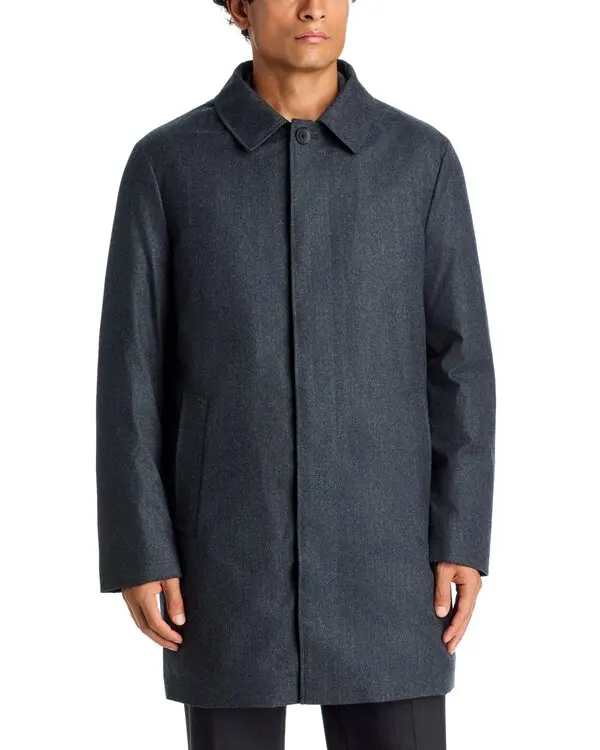 Vince Wool Blend Flannel Down Car Coat & Removable Bib - Charcoal