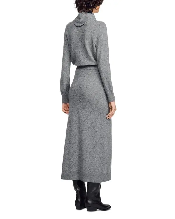 Sandro Coralyna Wool Blend Pointelle Knit Skirt