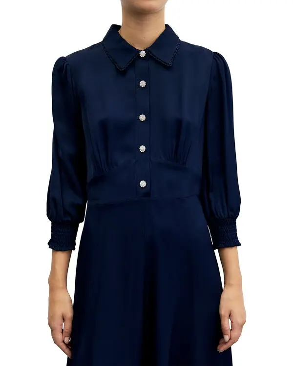 Gerard Darel Ciel Smocked Cuff Collared Dress