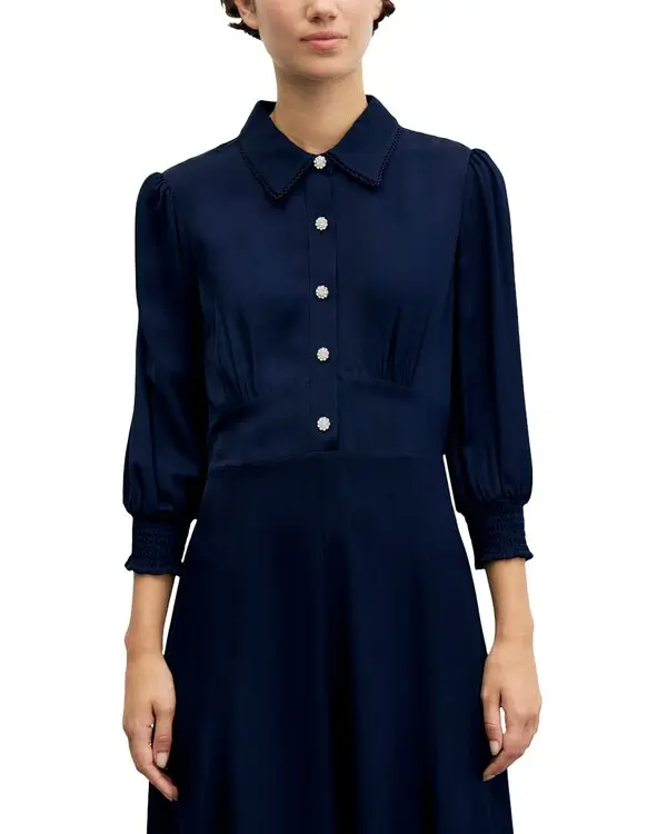 Gerard Darel Ciel Smocked Cuff Collared Dress