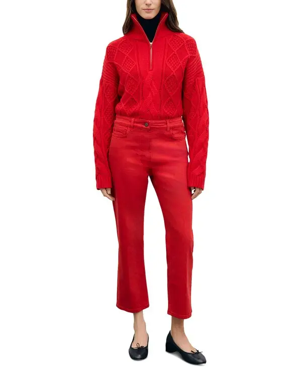 Gerard Darel Cotton Stretch High Rise Straight Jeans