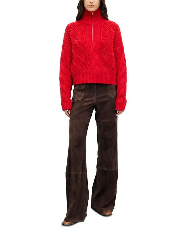 Gerard Darel Roxy Wool Cable Knit Mock Neck Sweater