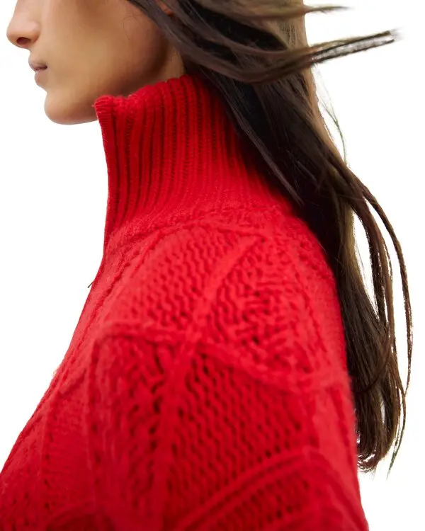 Gerard Darel Roxy Wool Cable Knit Mock Neck Sweater