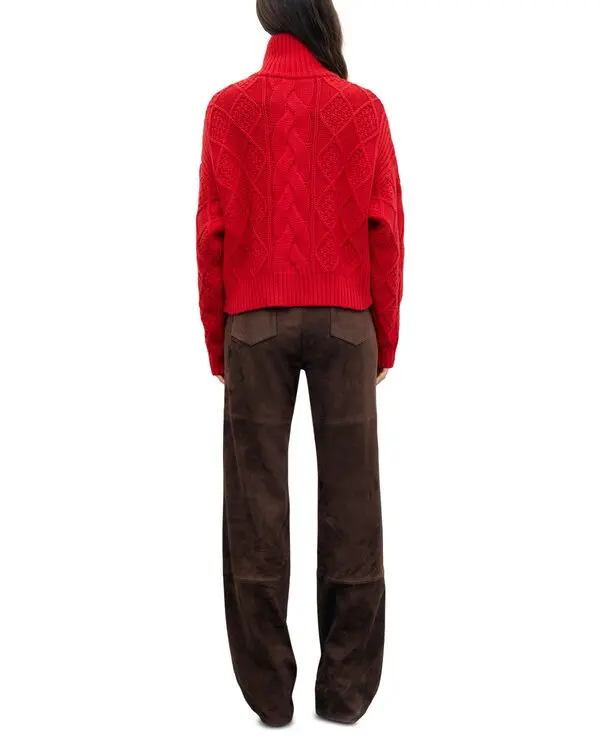 Gerard Darel Roxy Wool Cable Knit Mock Neck Sweater