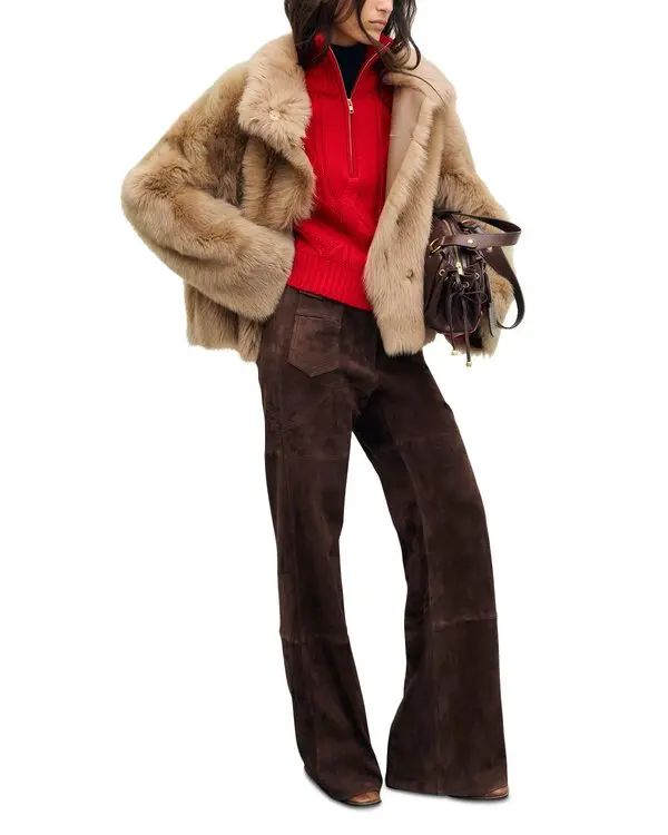 Gerard Darel Roxy Wool Cable Knit Mock Neck Sweater