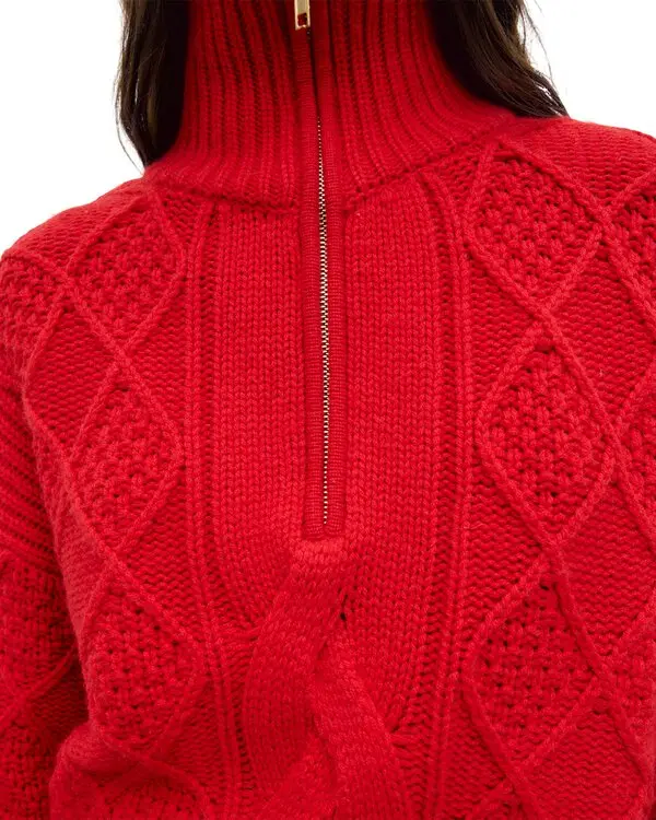Gerard Darel Roxy Wool Cable Knit Mock Neck Sweater
