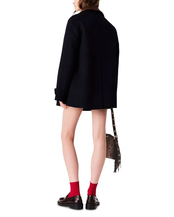 Maje Gedeus Wool Blend Double Faced Car Coat