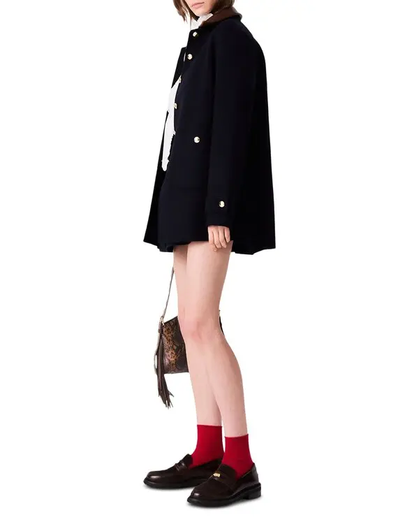Maje Gedeus Wool Blend Double Faced Car Coat